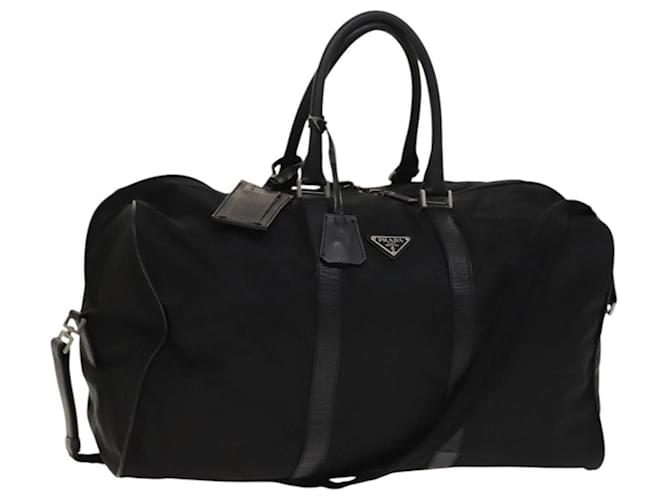 PRADA Boston Bag Nylon 2way Black Silver Auth bs28892 Silvery ref ...