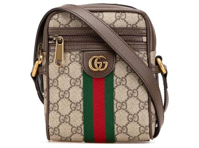 Gucci Ophidia GG Supreme PVC Shoulder Bag Brown Beige Leather Plastic ...