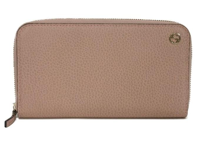 Gucci Double G Zip Around Wallet Calf Leather Long Wallet Pink ref ...