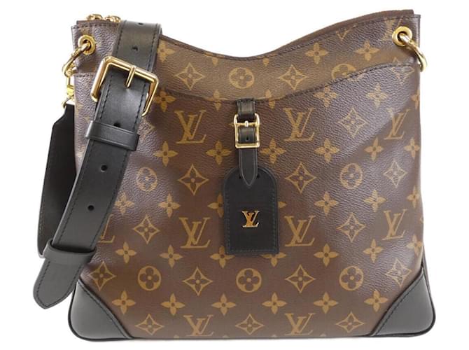 Louis Vuitton Monogram Odeon MM Shoulder Bag Brown Black Patent leather ...