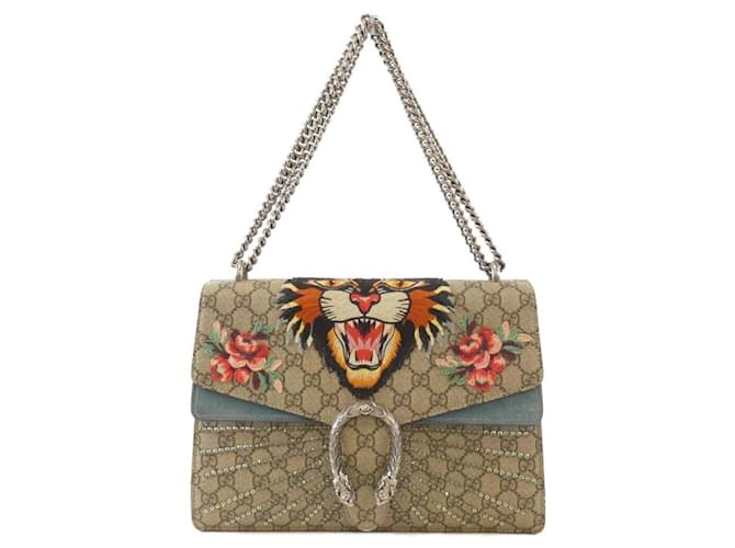Gucci Dionysus Shoulder Bag Blue Multiple colors Beige Suede Cloth ref ...