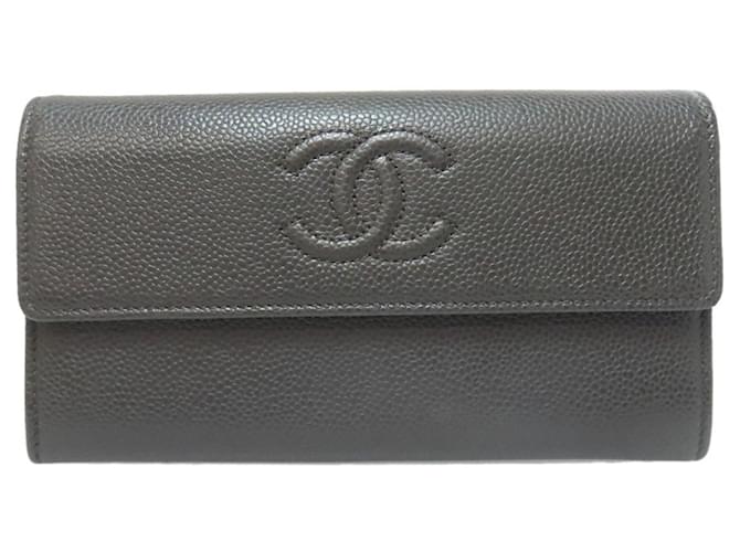 Chanel Coco Mark Long Wallet in Grained Calfskin Brown Leather ref ...