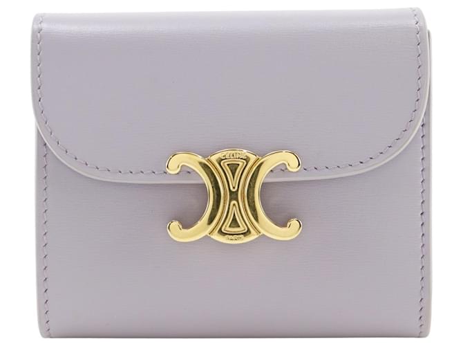 Céline Celine Triomphe Tri-fold Wallet in Purple Leather ref.2531102 ...