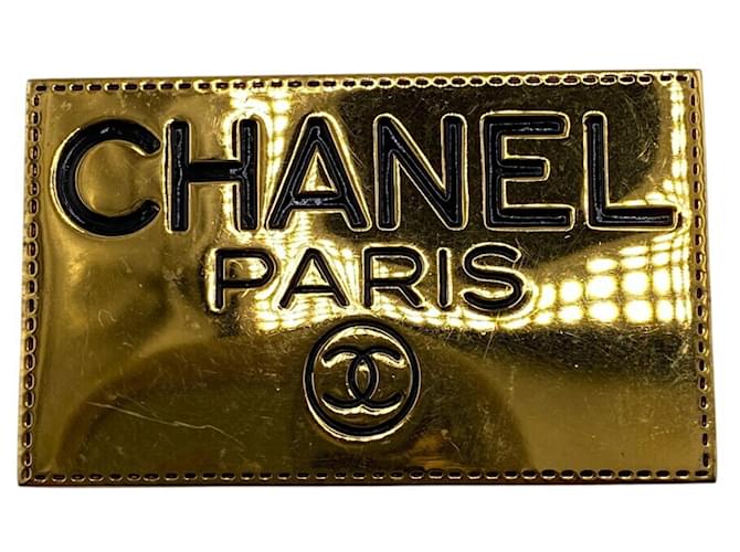 Chanel Logo Plate Coco Mark Brooch Golden Gold-plated ref.2531109 ...