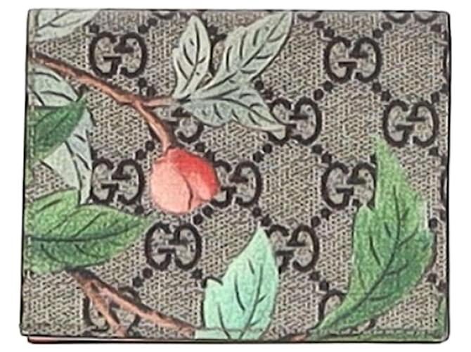 Gucci GG Supreme Monogram Tian Card Case in Multicolor Coated Canvas ...
