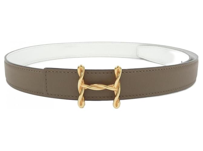 Hermès Hermes H Torsade Reversible Belt Brown White ref.2534172 - Joli ...