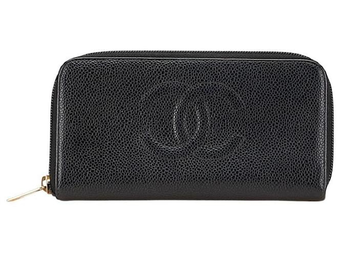Timeless Chanel Coco Mark Caviar Long Wallet Black Leather ref.2544704 ...