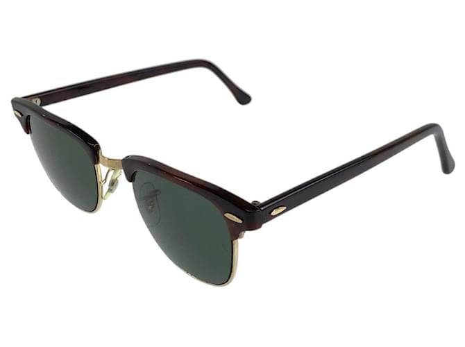 Ray-Ban Clubmaster Alloy/Plastic Sunglasses Brown Golden Green Metal ...
