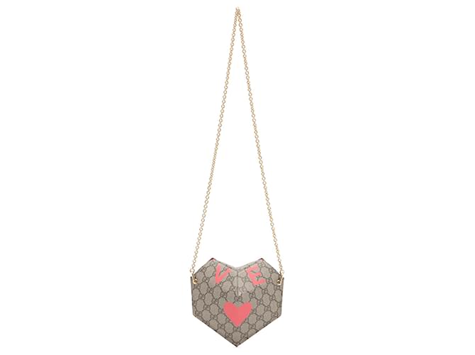 Gucci Brown GG Supreme Heart Love on Chain Cloth Cloth ref.2550435 ...