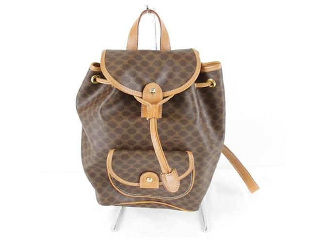 Céline Celine C.E06-1 Brown Coated Canvas Backpack Cloth Plastic ref ...