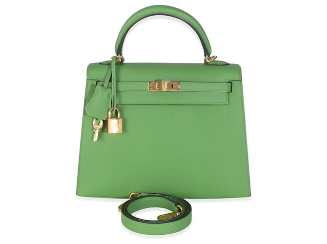 Hermès Vert Yucca Epsom Sellier Kelly 25 GHW Green Leather ref.2565771 ...