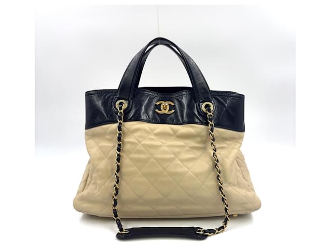 Chanel 2WAY Tote Shoulder Bag Black Leather Pony-style calfskin ref ...