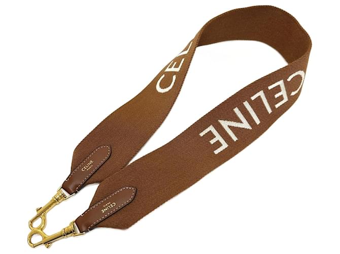 Céline Celine Logo Shoulder Strap Canvas Leather Bag in Brown Cloth ref ...