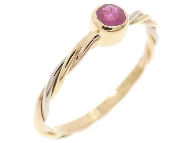 Cartier Three Gold Twist Au750 Ring Size 9.5 Golden Metallic Metal ref ...
