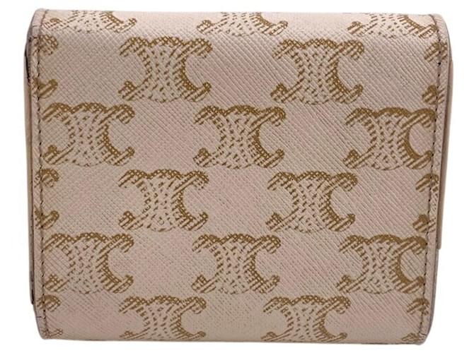 Céline Celine Small Flap Wallet Compact Triomphe Trifold White Beige ...