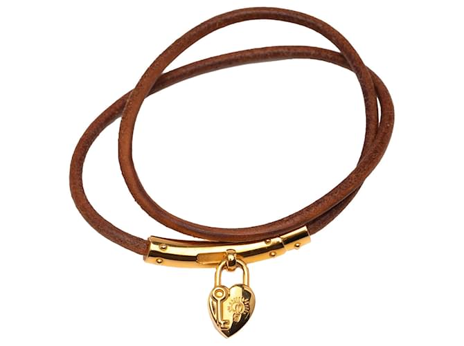 Hermès Brown Leather Viviride Heart Double Bracelet Pony-style calfskin ...