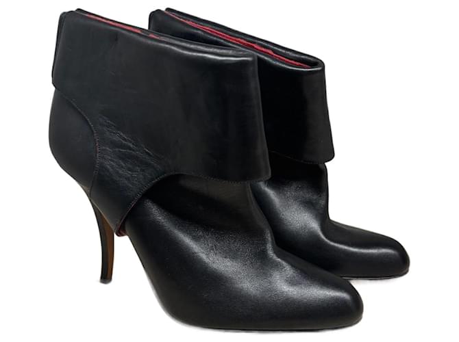 Manolo Blahnik Ankle Boots Black Leather ref.2590965 - Joli Closet