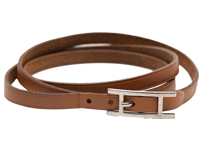 Hermès Brown Leather Hapi 3 Double Tour Bracelet Pony-style calfskin ...