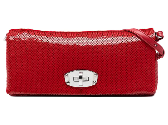 Miu Miu Red Sequin Embellished Shoulder Bag ref.2601125 - Joli Closet