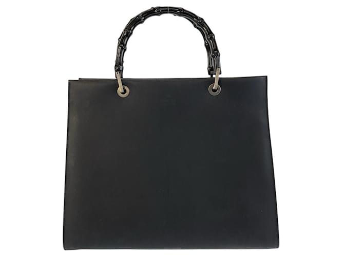Gucci Bamboo Leather Tote Handbag Black Pony-style calfskin ref.2607073 ...