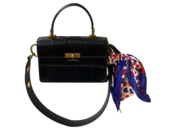 Marc Jacobs THE Downtown Croco Embossed 2way Shoulder Bag Black Leather ...