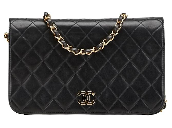 Chanel Matelasse Coco Mark Push Lock Chain Shoulder Bag Black Leather ...