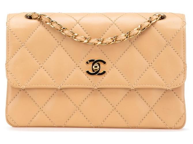 Chanel Wild Stitch Coco Mark Chain Shoulder Bag Beige Leather ref ...