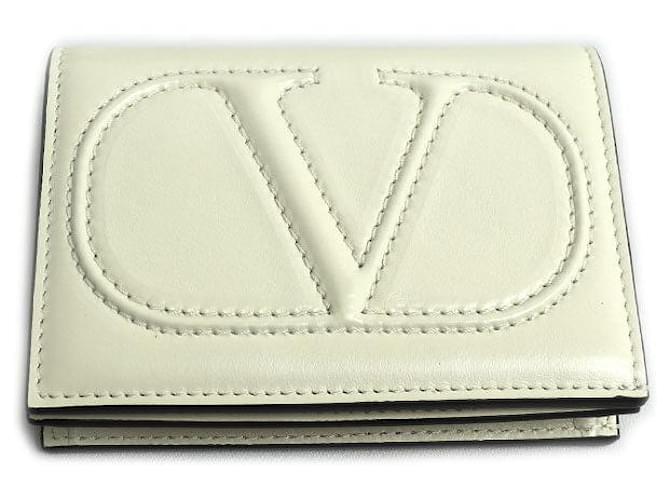 Valentino Garavani V Logo Leather Compact Wallet Brown Beige ref ...