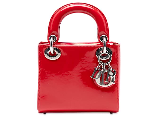 Dior Red Mini Patent Lady Dior Leather Patent leather ref.2614703 ...