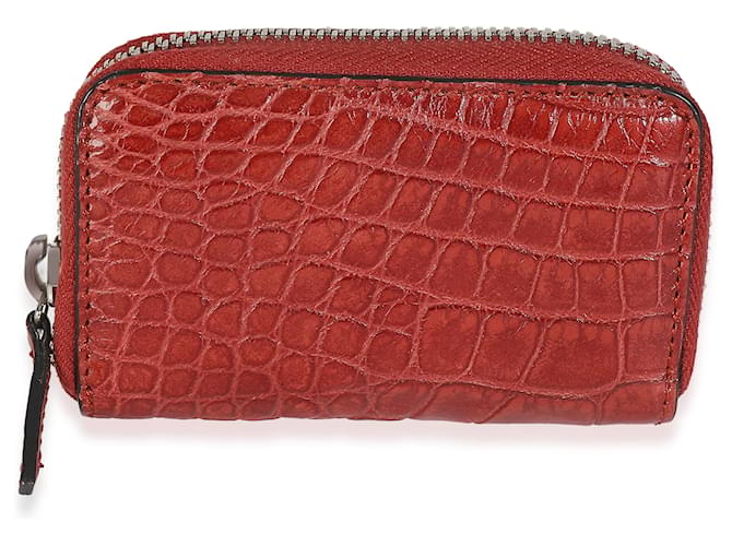 Gucci Cherry Gloss Crocodile Zip Around Card Case Red Exotic leather ...