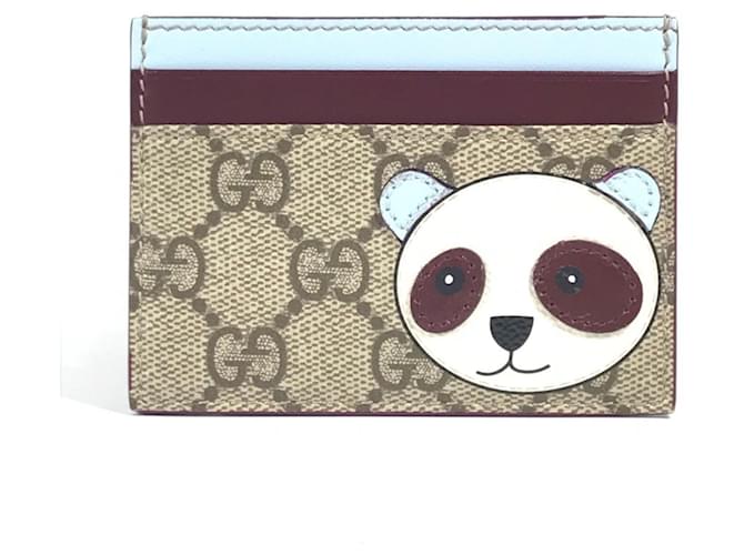 Gucci GG Supreme Logo Panda Card Case Beige Leather Cloth ref.2619860 ...