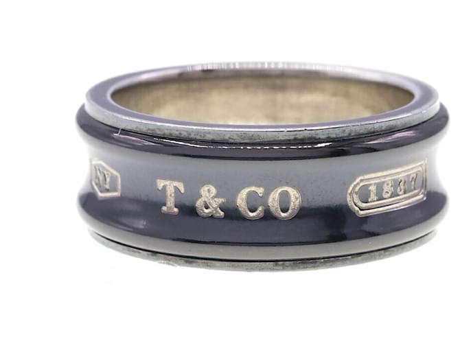 Tiffany & Co. 1837 Black Silver Titanium Ring Silvery ref.2625662 ...