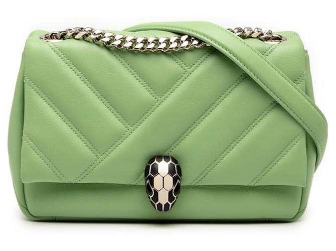 Bulgari Bvlgari Serpenti Chain Shoulder Bag Green Leather ref.2627406 ...