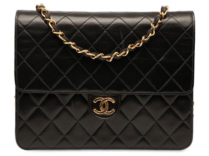 Chanel Matelasse Coco Mark Push Lock Chain Shoulder Bag Black Leather ...