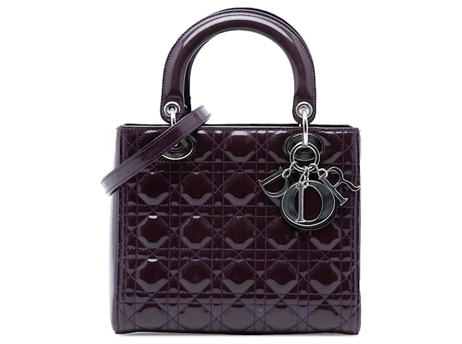 Dior Purple Medium Patent Cannage Lady Dior Leather Patent leather ref ...