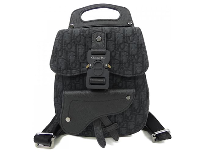 Christian Dior Dior Gallop Oblique Jacquard Backpack Black Navy blue ...