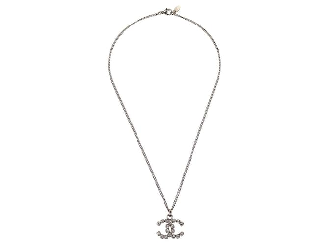Chanel Coco Long Necklace Metal with Faux Pearls and Crystals Silvery ...