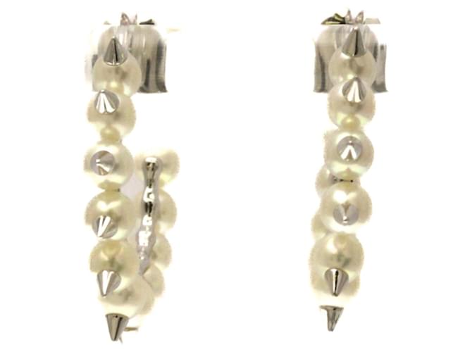 Tasaki Danger Tribe Pearl White Gold Half Hoop Earrings Silvery ref ...