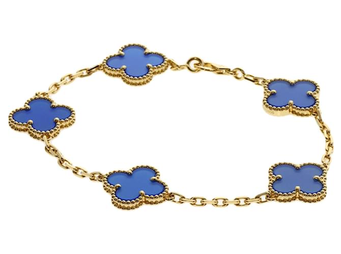 Van Cleef & Arpels Vintage Alhambra 5-Piece Agate Bracelet Yellow gold ...