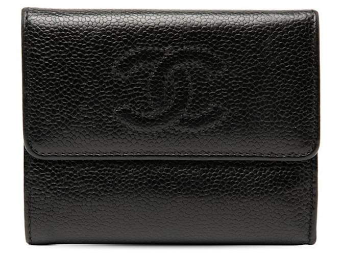 Chanel Coco Mark Tri-fold Wallet Black ref.2761201 - Joli Closet