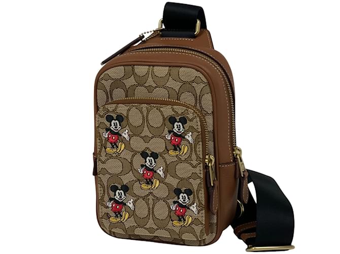 Coach Track Pack 14 Mickey Mouse Disney Signature Crossbody Bag Brown ...