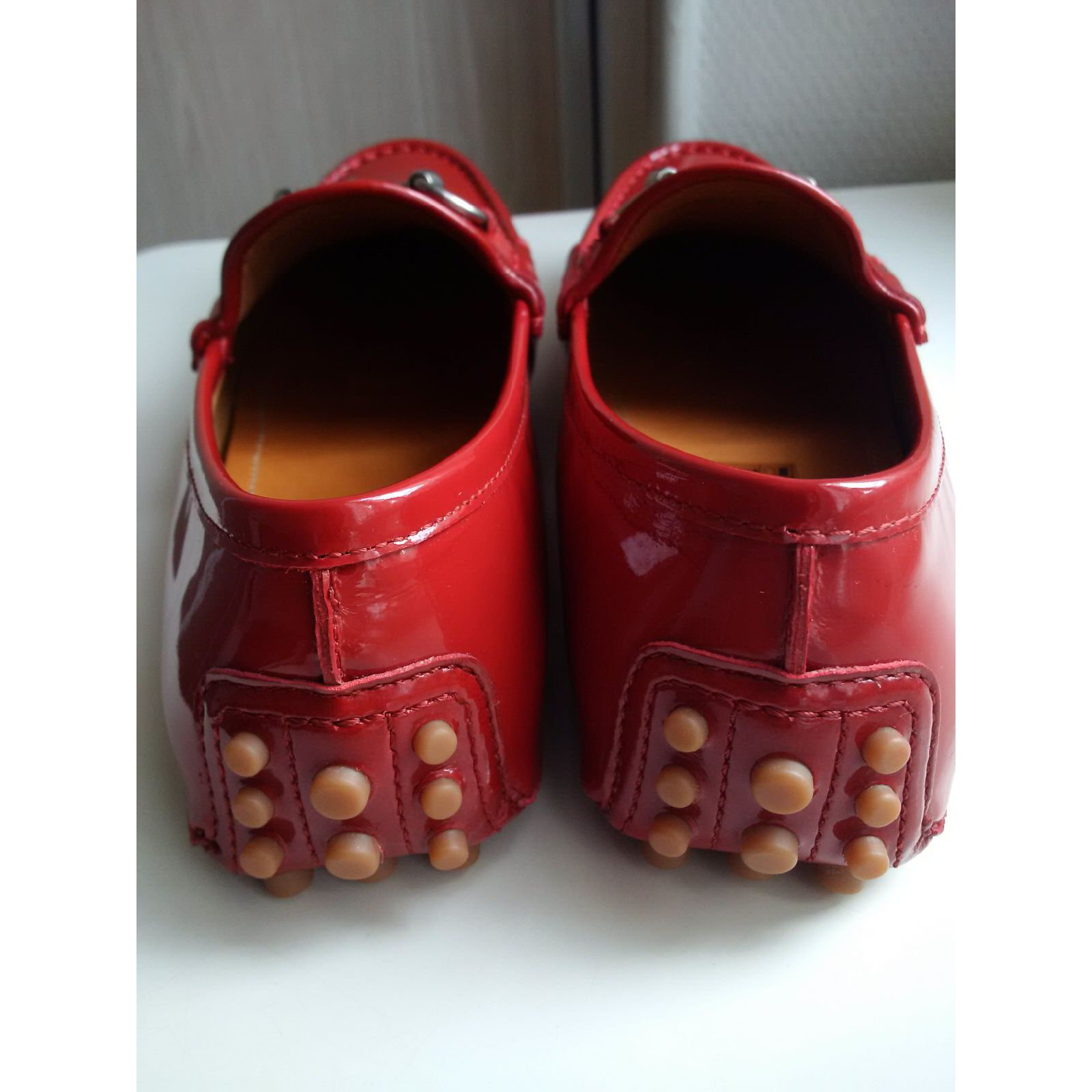 Gucci Mocassins Cuir vernis Rouge ref.9064 - Joli Closet