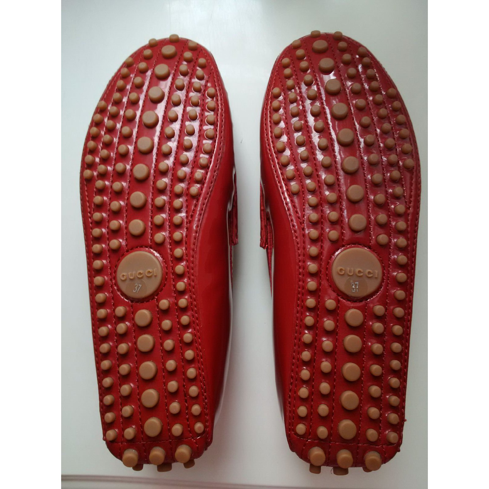 Gucci Mocassins Cuir vernis Rouge ref.9064 - Joli Closet