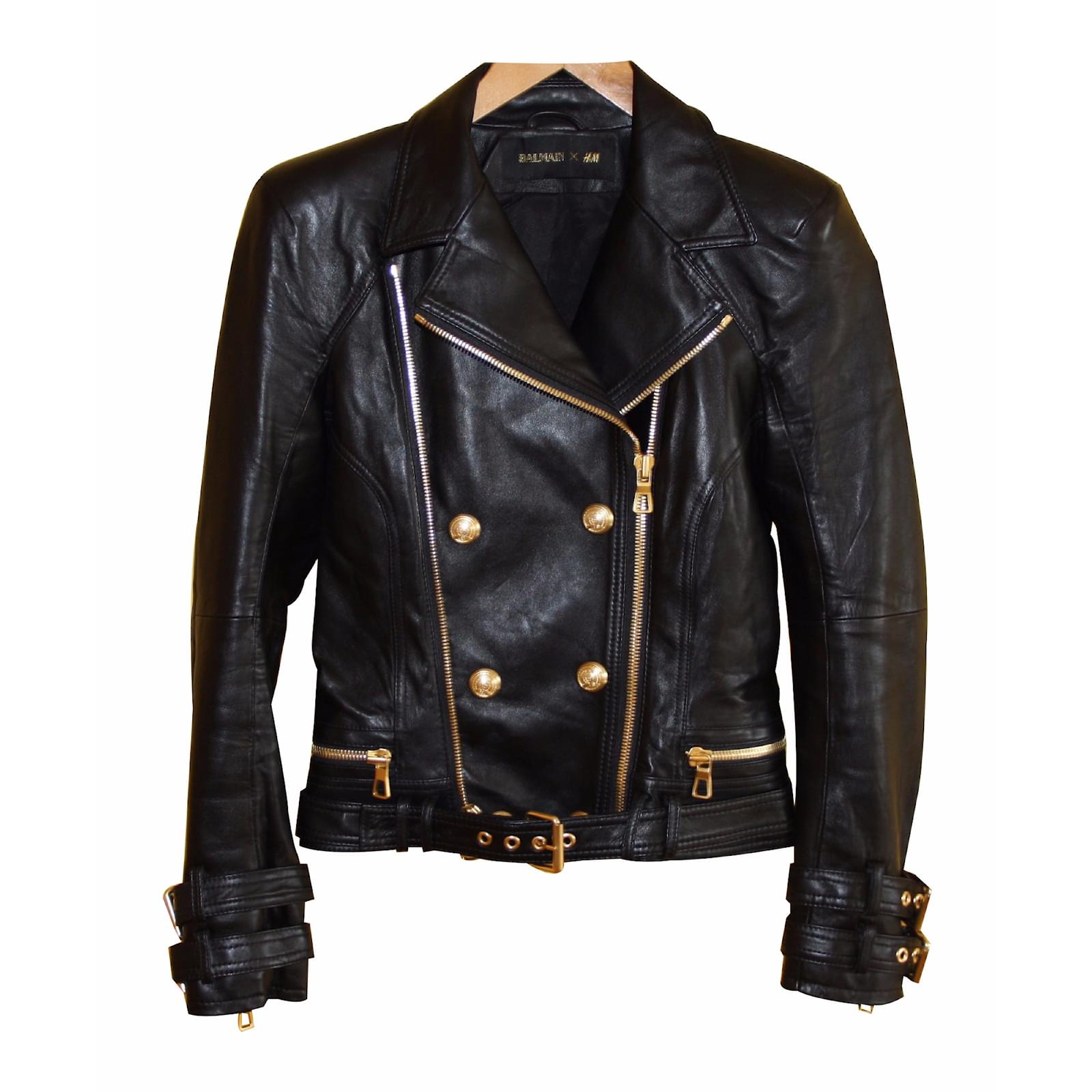 Balmain pour H&M Leather biker jacket Black ref.17092 - Joli Closet