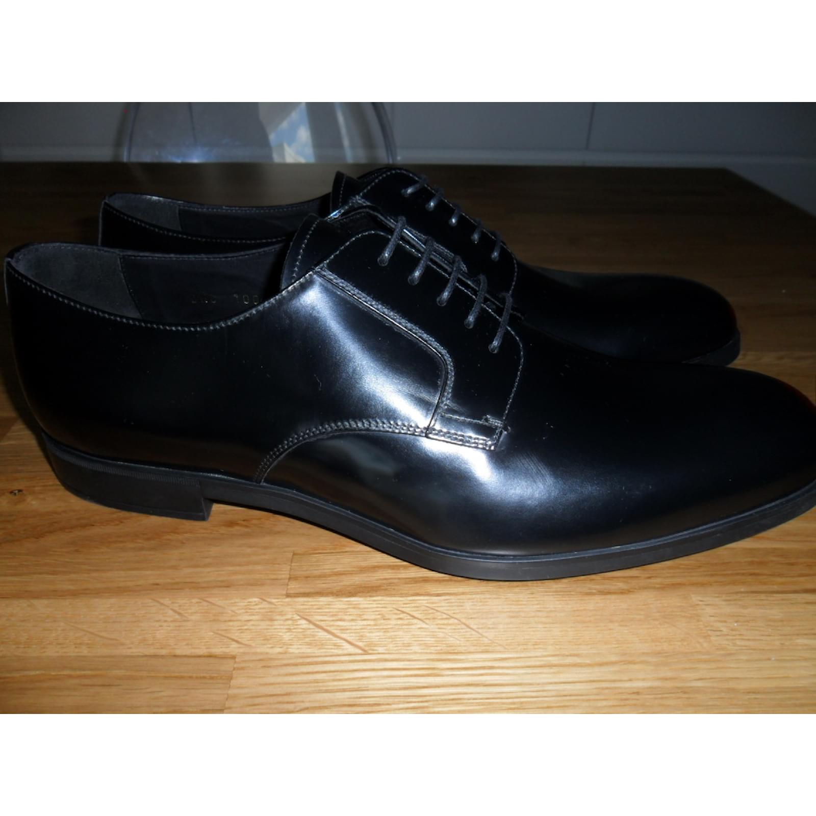Prada mens shoes formal lace up black leather shoes nwt ref.20394 ...