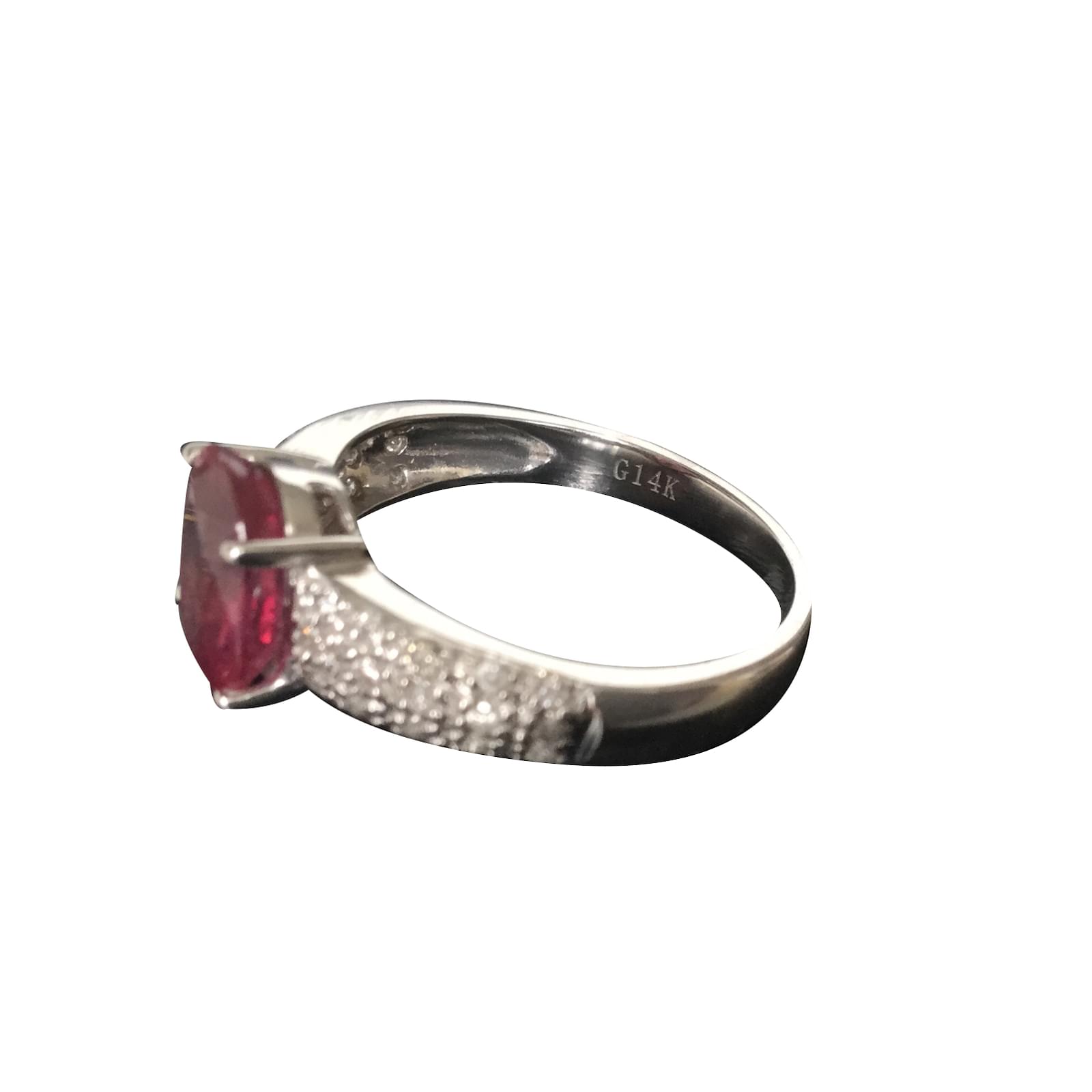 Autre Marque Bague en ruby et diamants Or blanc Rose ref.20819 - Joli ...