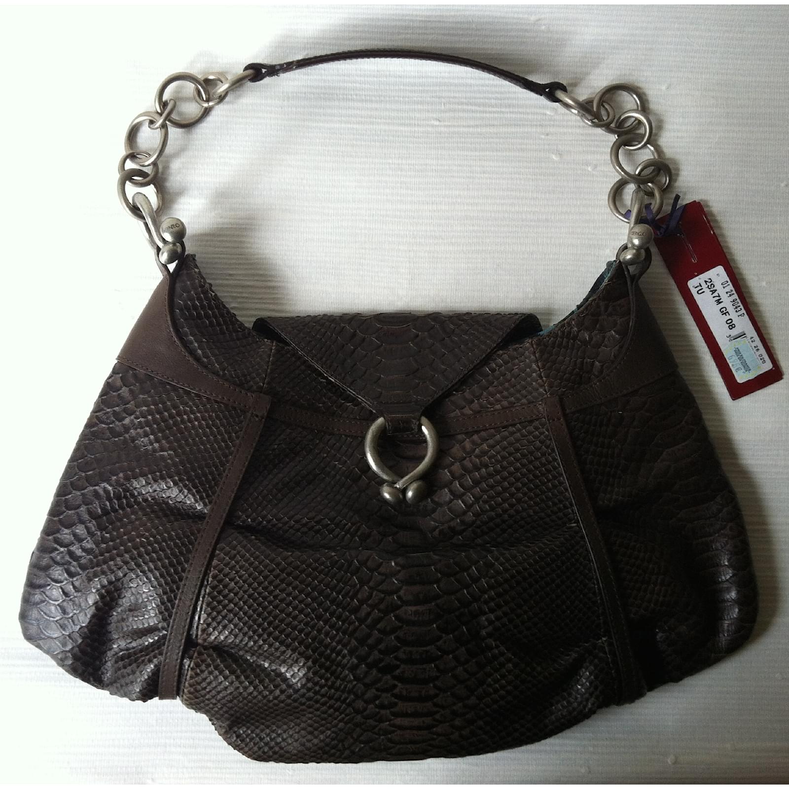 Kenzo Sac façon python Cuir Marron ref.21412 - Joli Closet