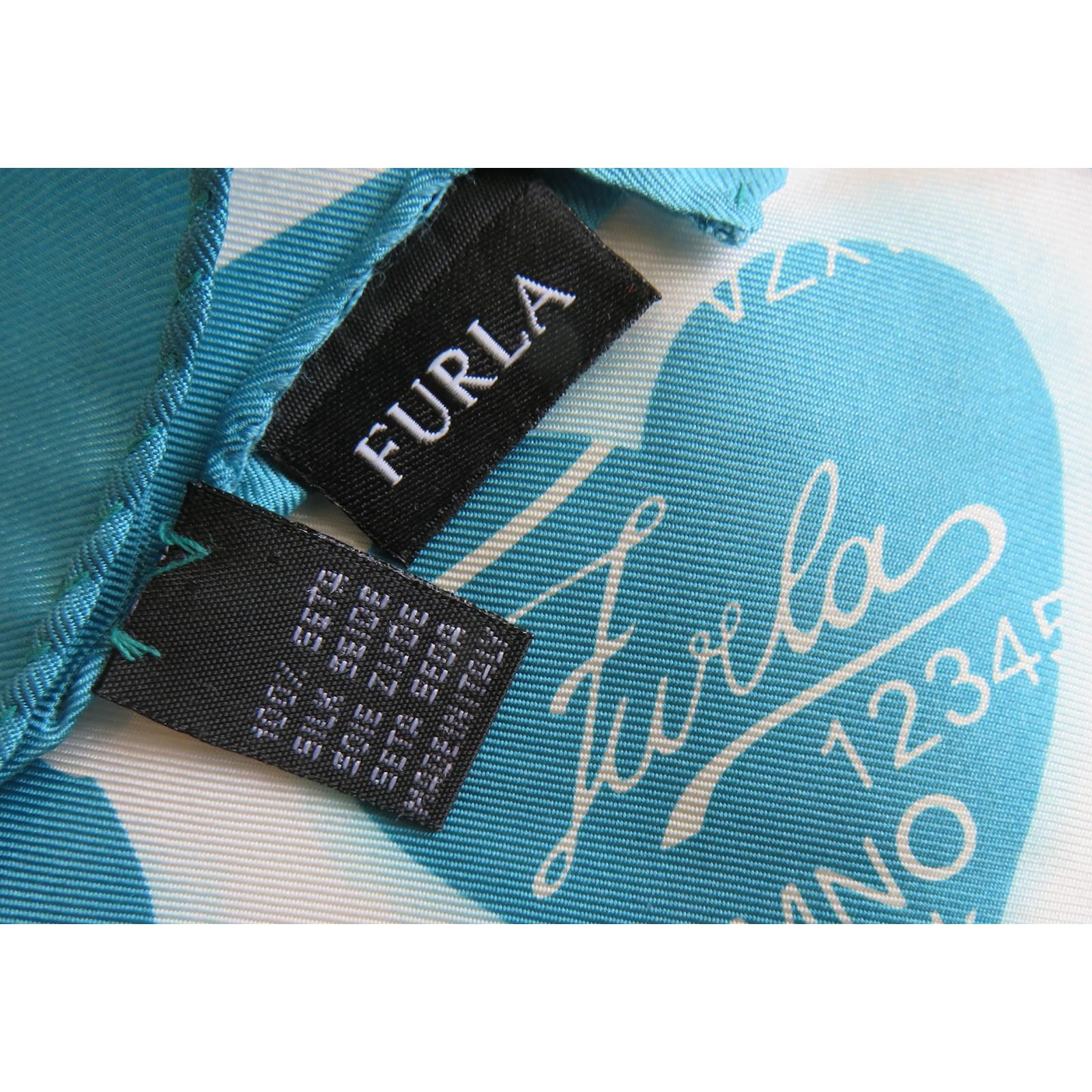 Furla Scarf Blue Silk ref.21435 - Joli Closet