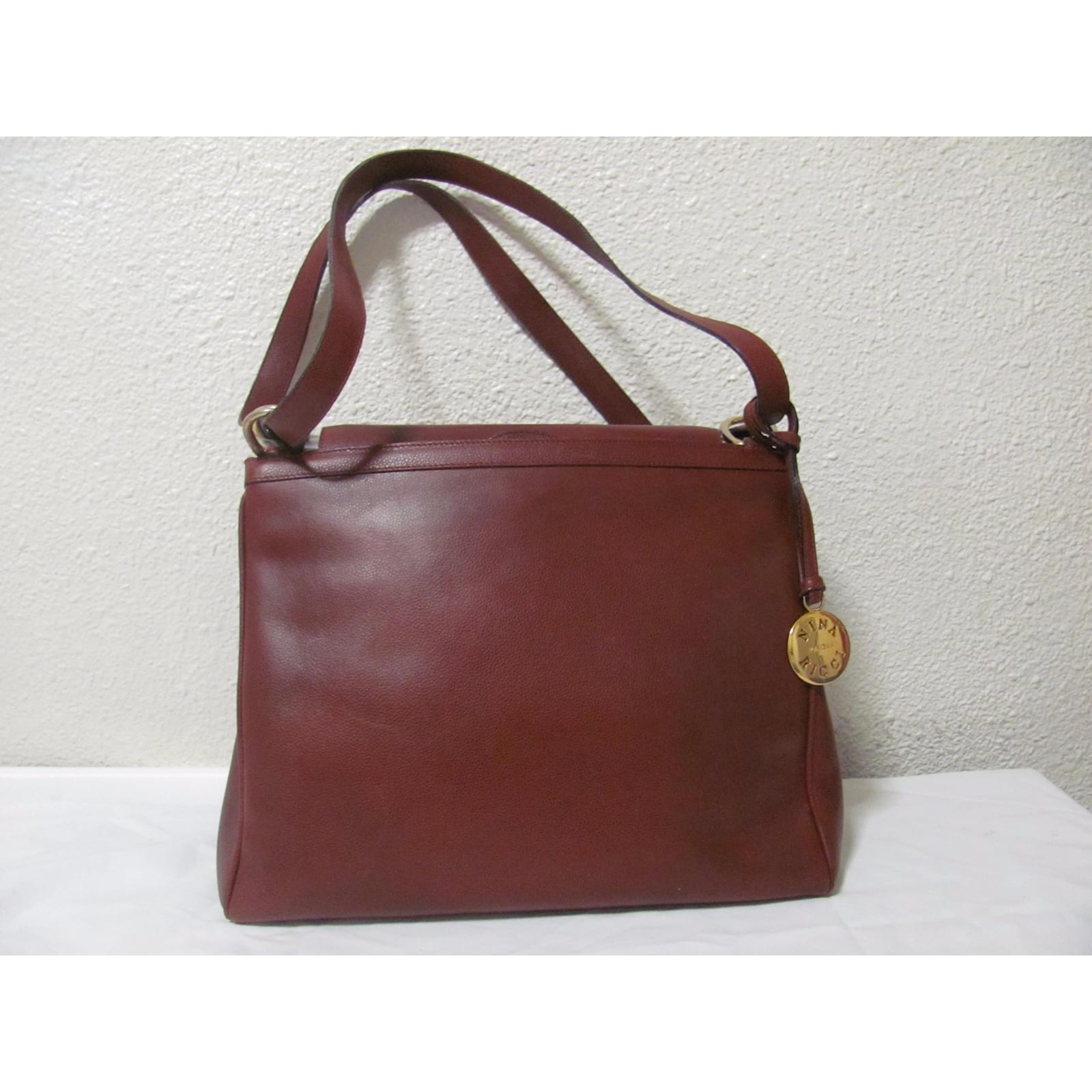 Nina Ricci Handbag Dark red Caramel Leather ref.28520 - Joli Closet