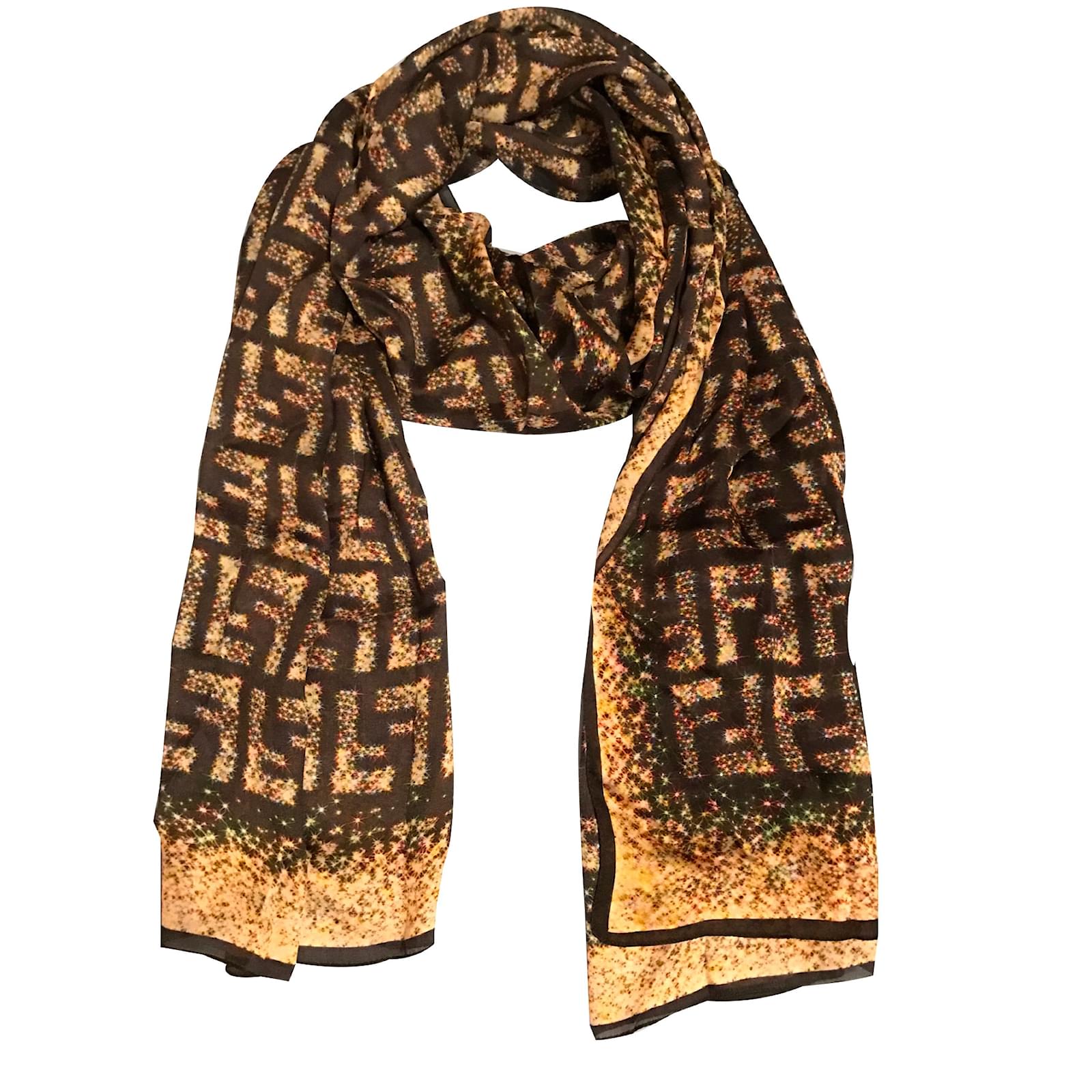 Fendi Foulard Soie Noir ref.30217 - Joli Closet